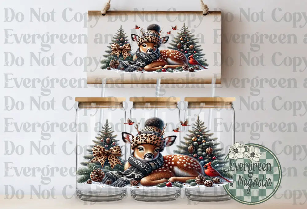 Leopard Christmas Deer – Evergreen & Magnolia