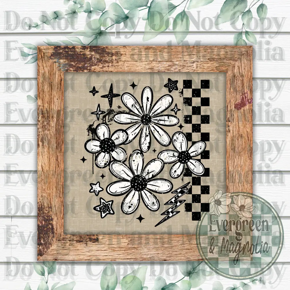 Flowers & Checkers – Evergreen & Magnolia