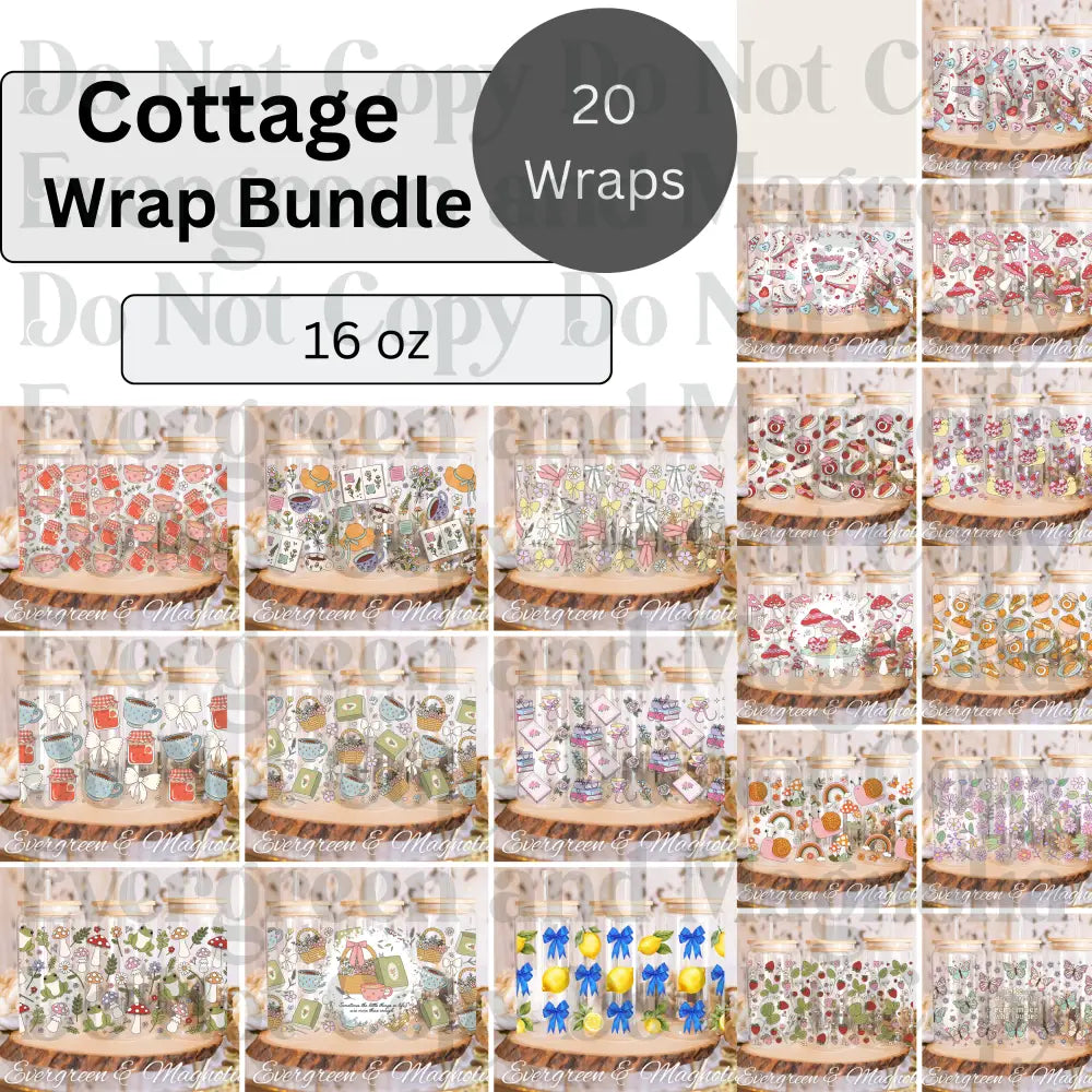 Cottage Bundle 16oz wraps *All 20 wraps included – Evergreen & Magnolia