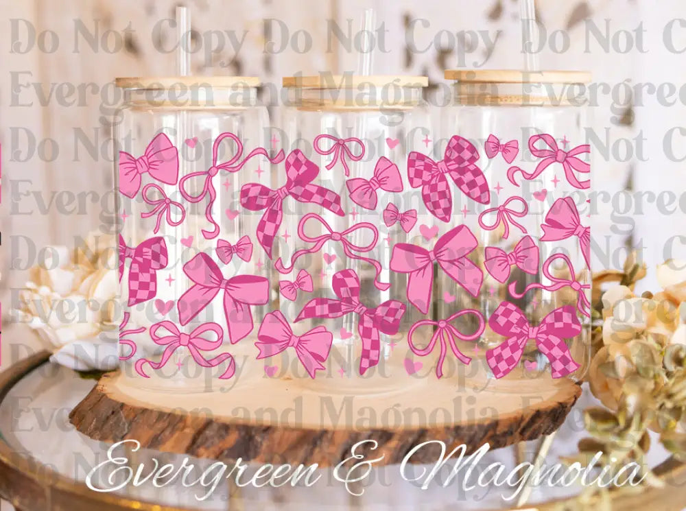 Hot pink Bows checkered – Evergreen & Magnolia