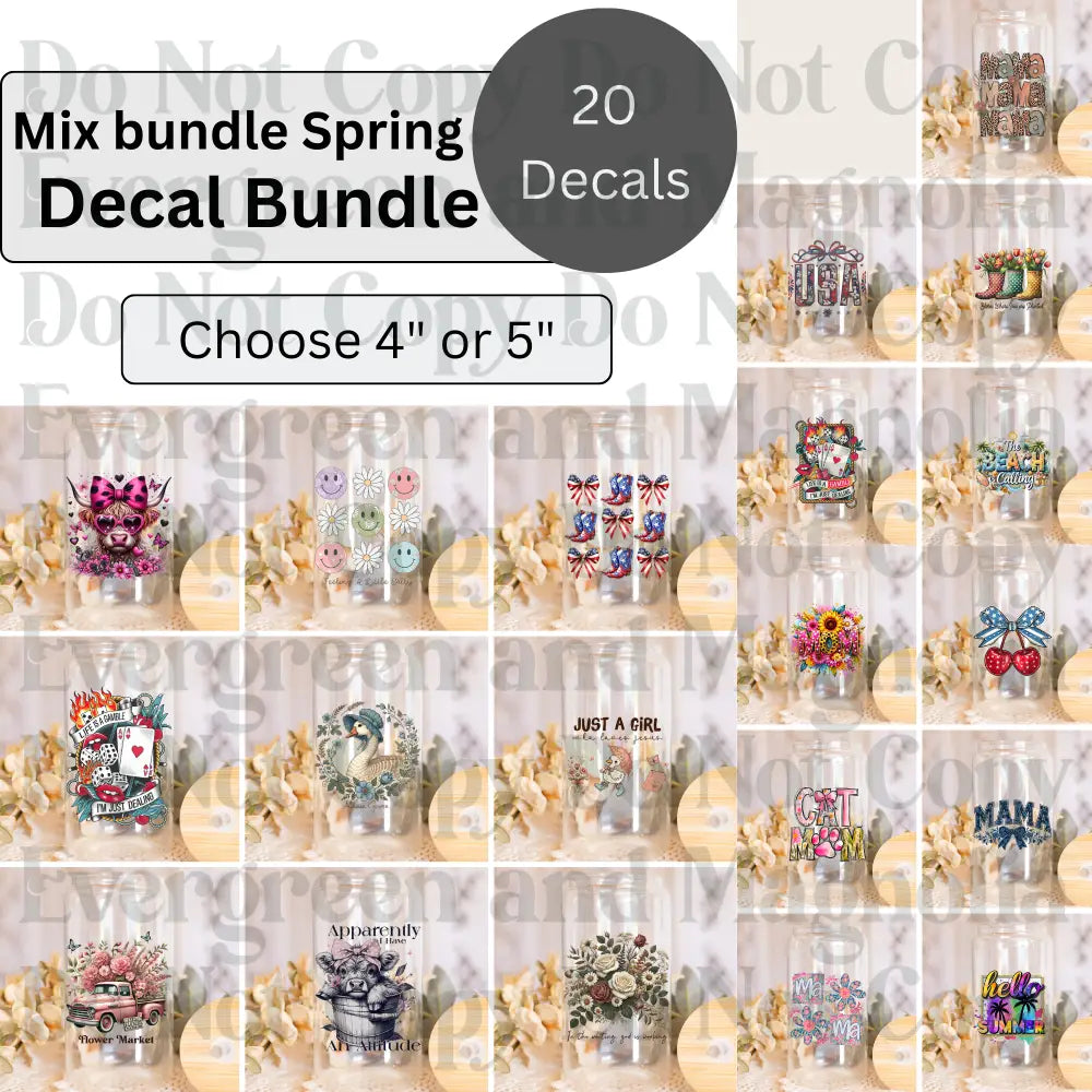 Decal Spring MIx Bundle (20 Decals included) – Evergreen & Magnolia