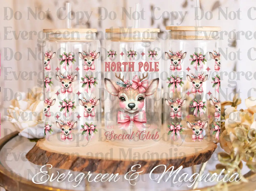 North Pole Social Club glass can – Evergreen & Magnolia