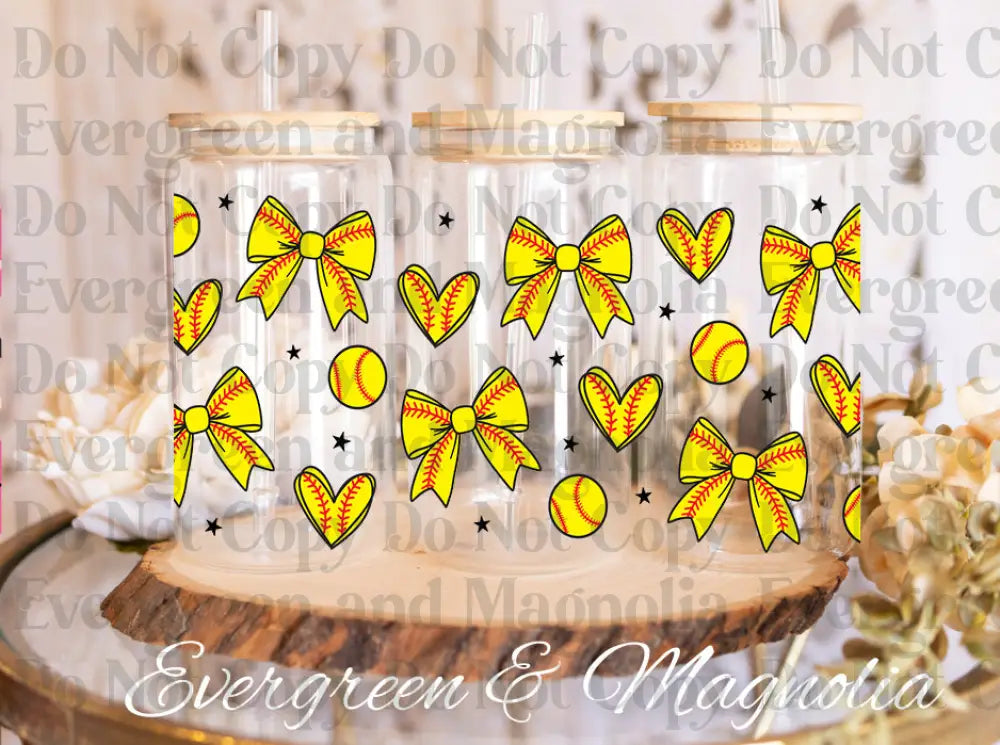 Softball Coquette bow – Evergreen & Magnolia